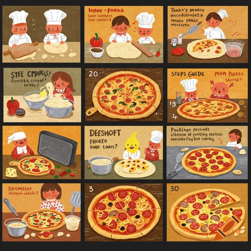 Pizza making instructions on Craiyon