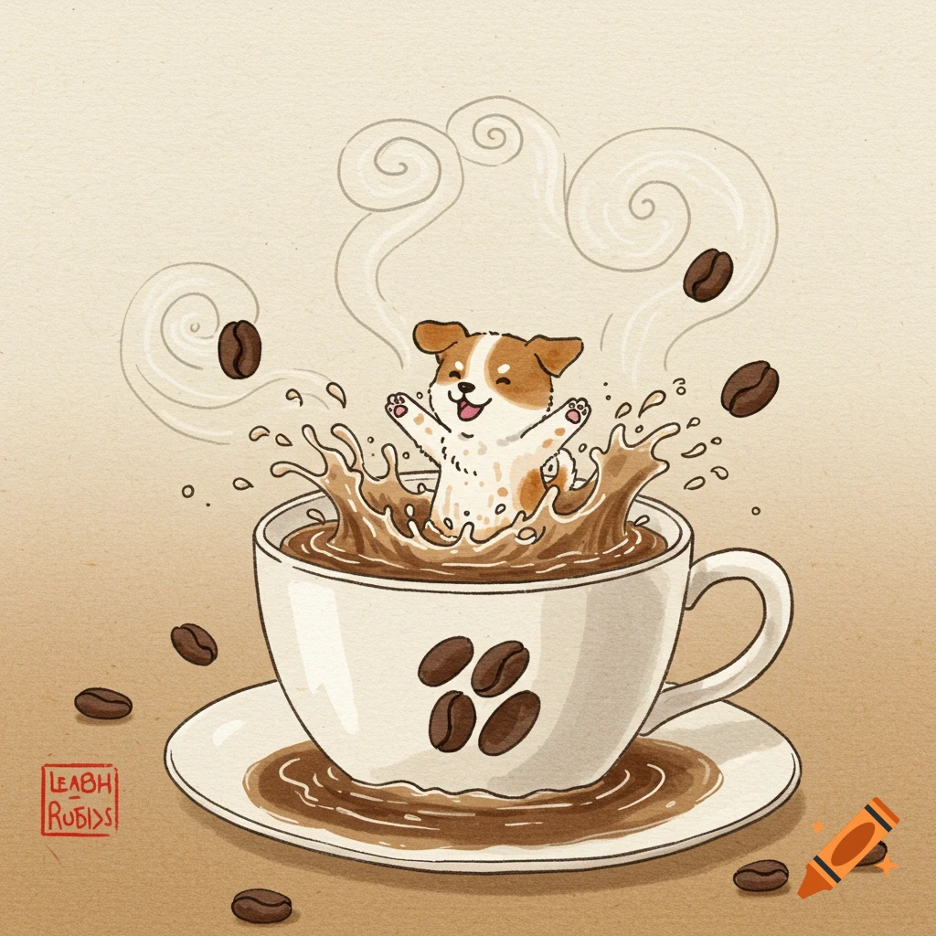 Cartoon illustration of a cappuccino cup dancing ballet. on Craiyon