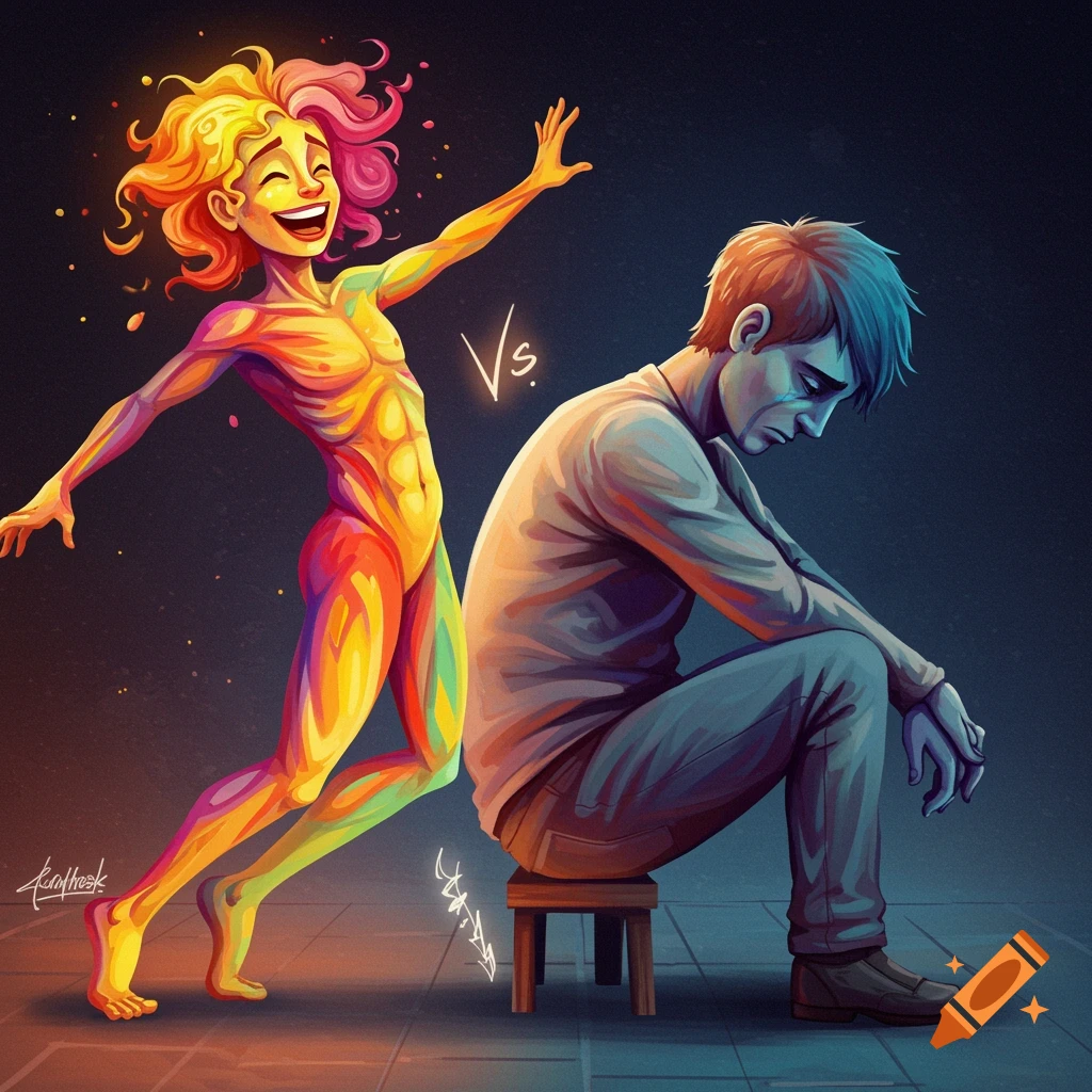 Happy and sad emotions concept art illustration, unclear style ...