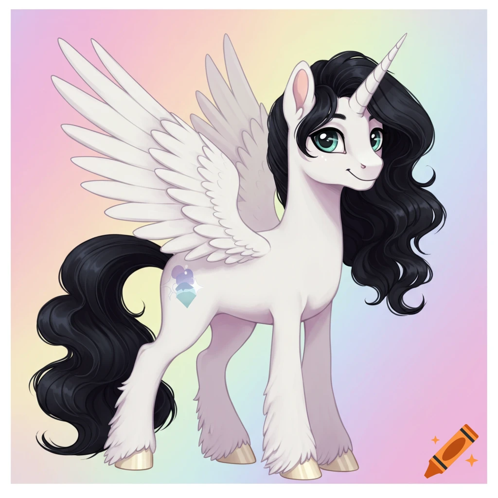 My Little Pony style Pegasus with black hair on Craiyon