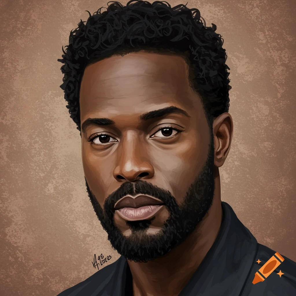 King with short black wavy hair and beard on Craiyon