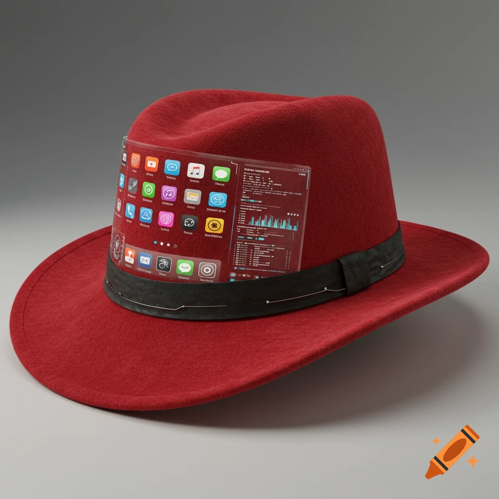 Red fedora and operating system symbol on Craiyon