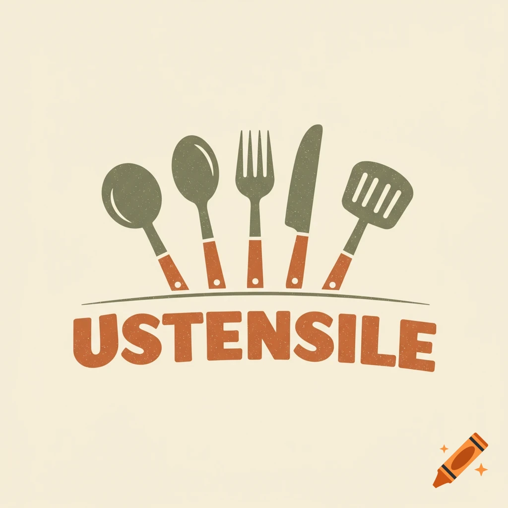 Stylized logo of kitchen utensils above the word USTENSILE on Craiyon