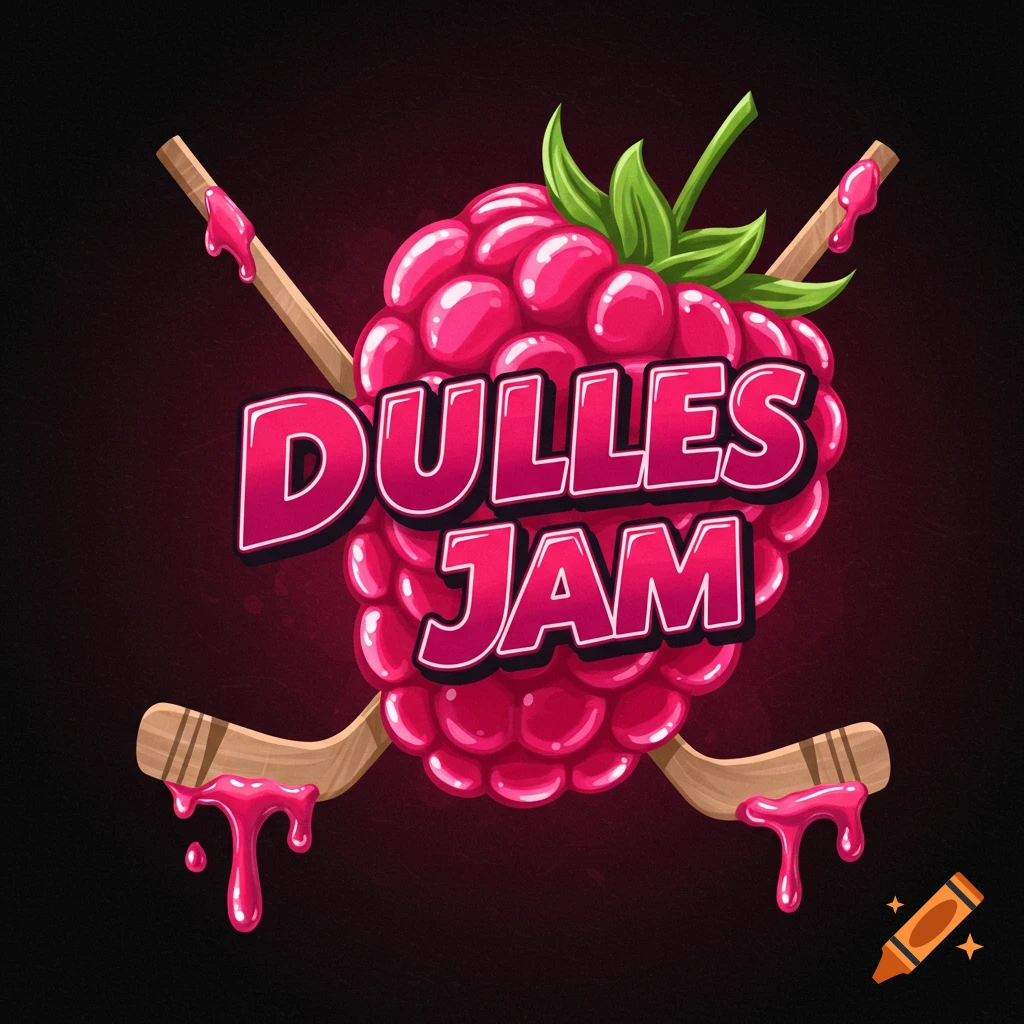 Dulles Jam hockey team logo with raspberry jelly theme on Craiyon