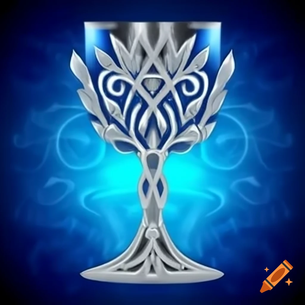 Celtic silver chalice amulet featuring tree of life design with blue ...