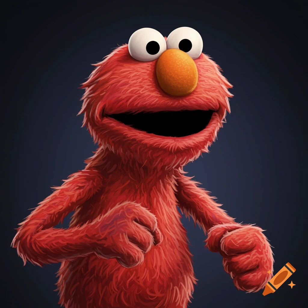 Elmo the Muppet looking angry with raised elbows and clenched fists. on ...