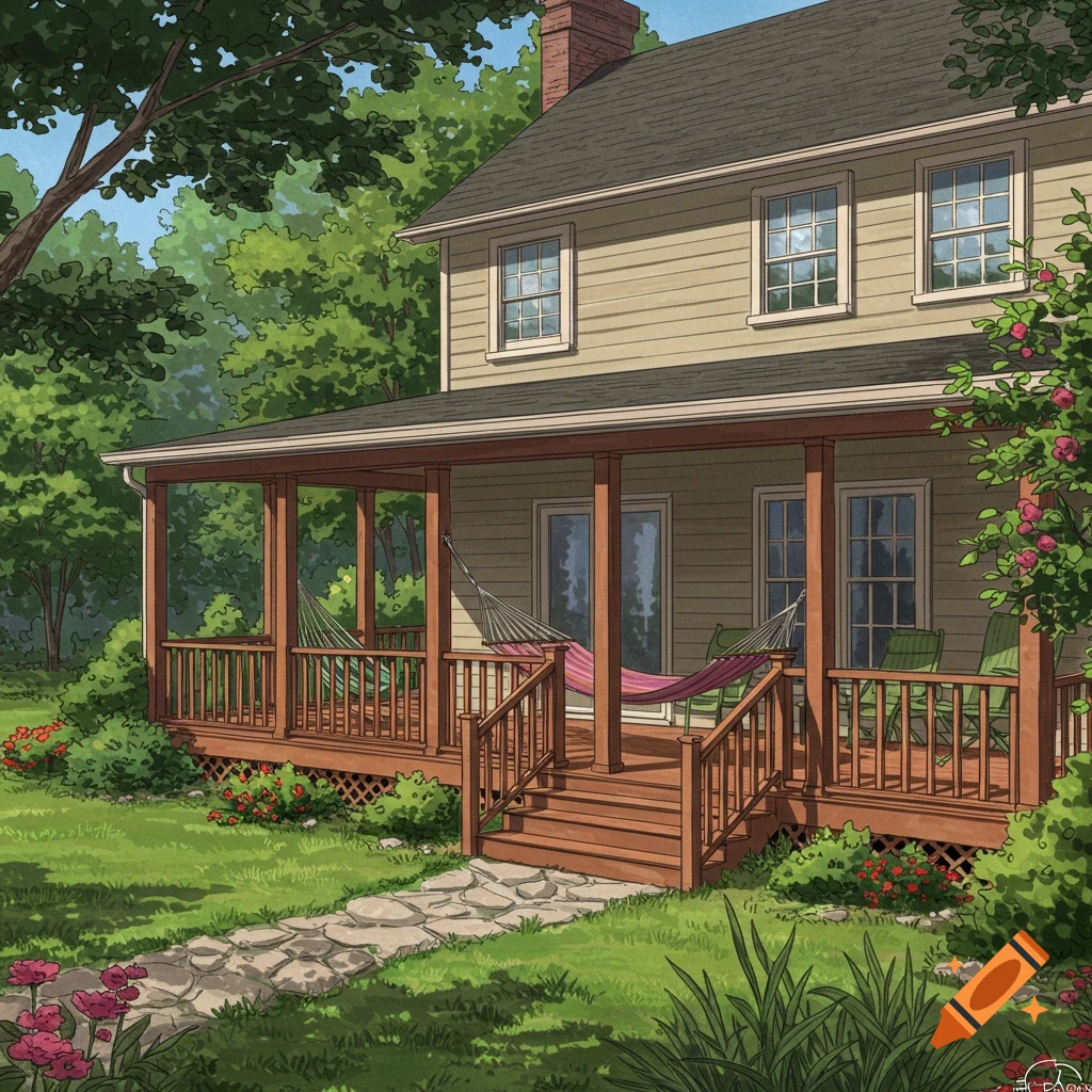 Dream house with wrap-around porch, hammock, garden, and sunroom. on ...