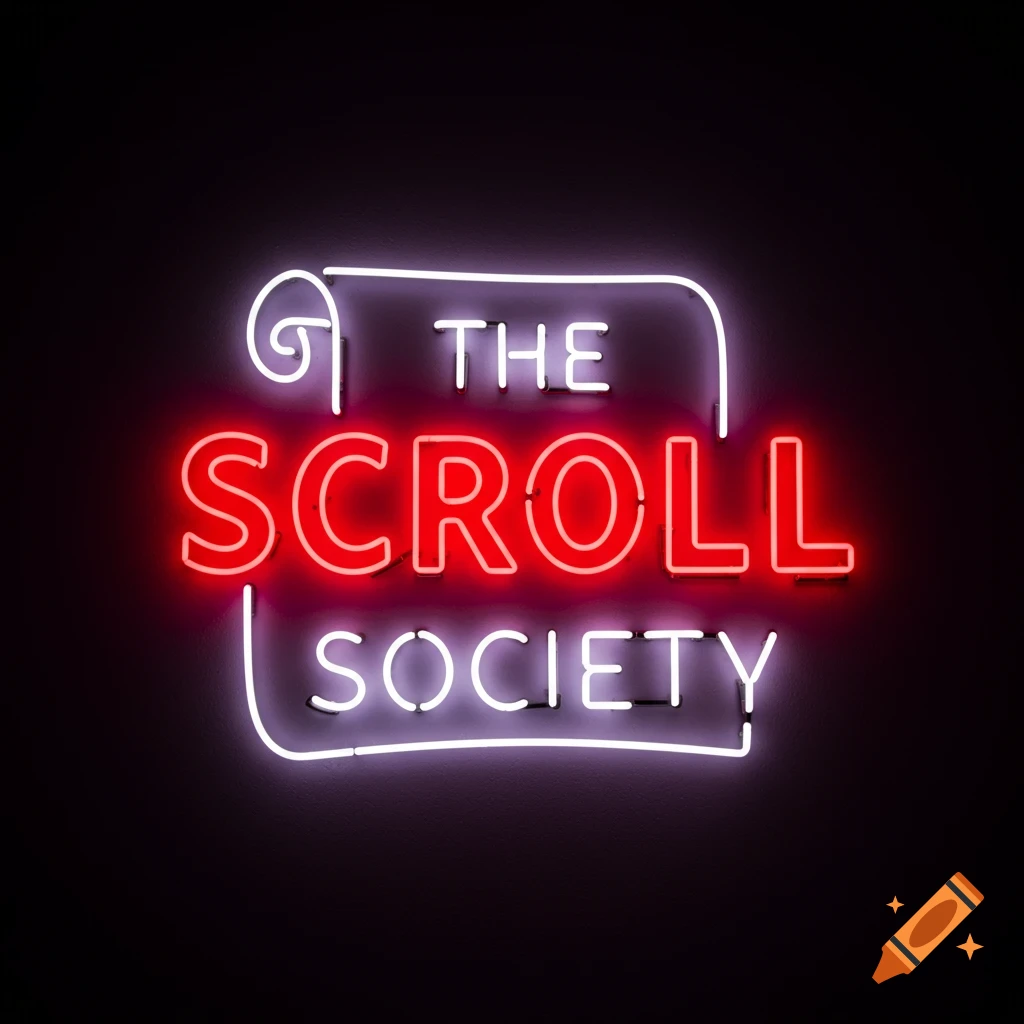 The Scroll Society neon sign on Craiyon