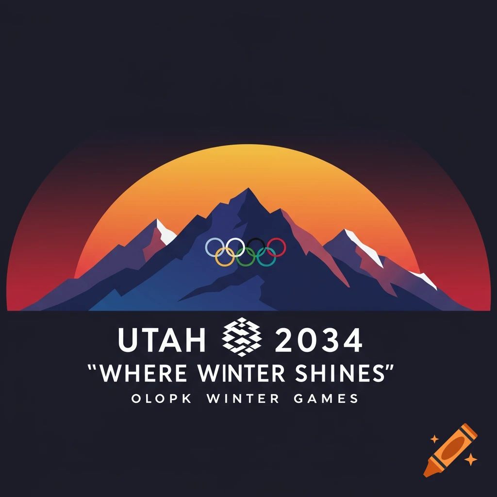 Utah 2034 Olympic Games logo with slogan "where winter shines" on Craiyon