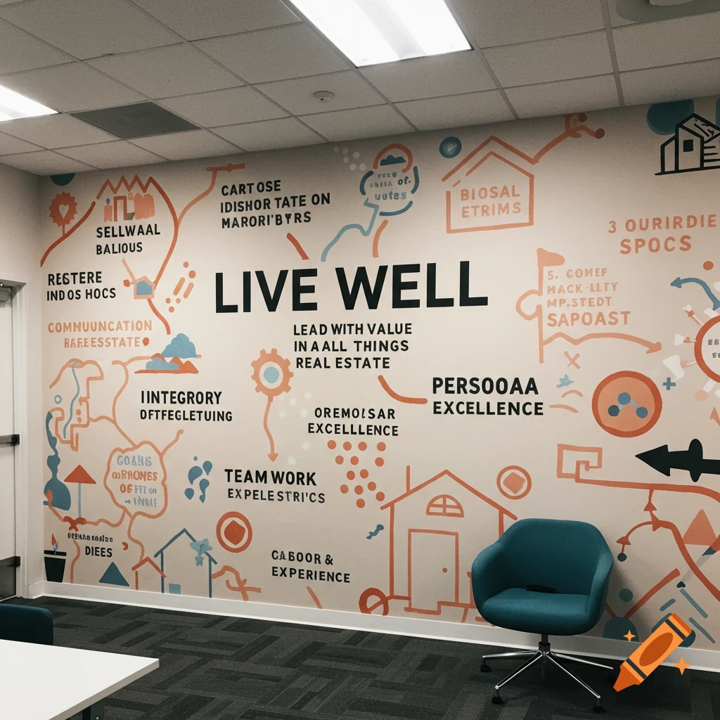 Minimalistic wall mural illustration for real estate office with ...