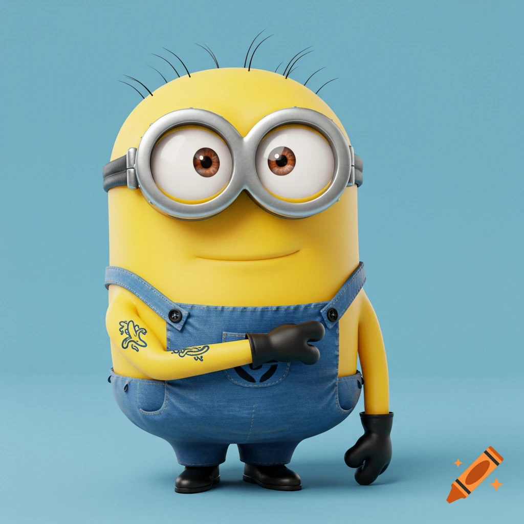 A Minion character stands among confetti, with other blurred Minions in ...