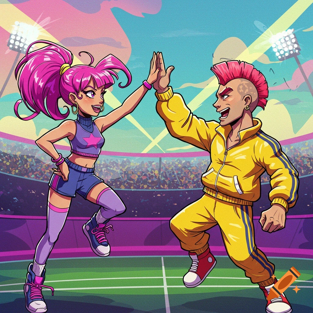 Trendy graphic for competitive high fiving on Craiyon