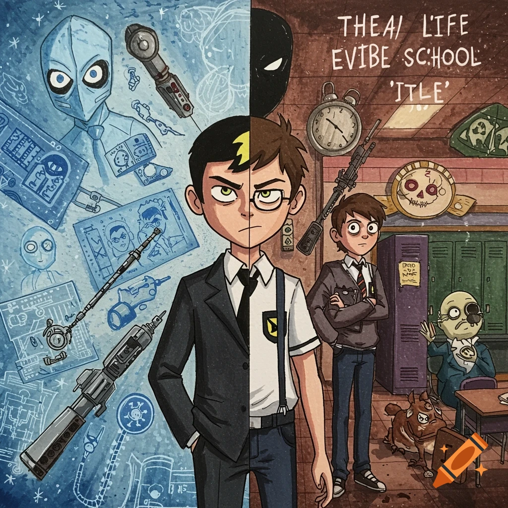 Concept art for 'The Double Life' featuring Ben Ripley in spy and ...