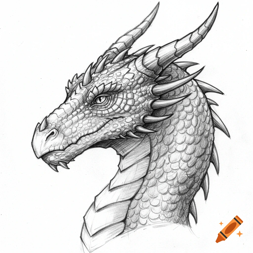 Detailed black and white pencil sketch of a hope dragon on Craiyon