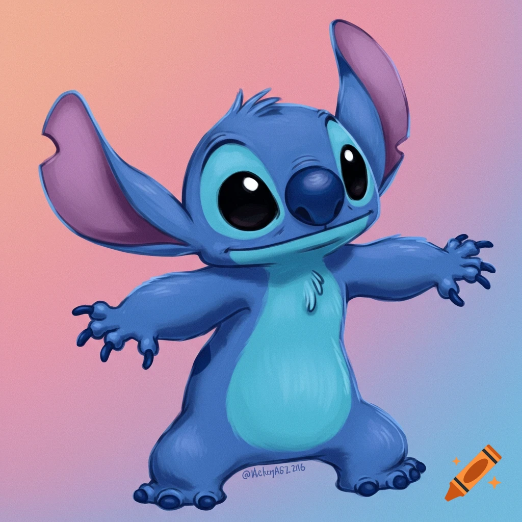 A blue cartoon character Stitch waving. on Craiyon