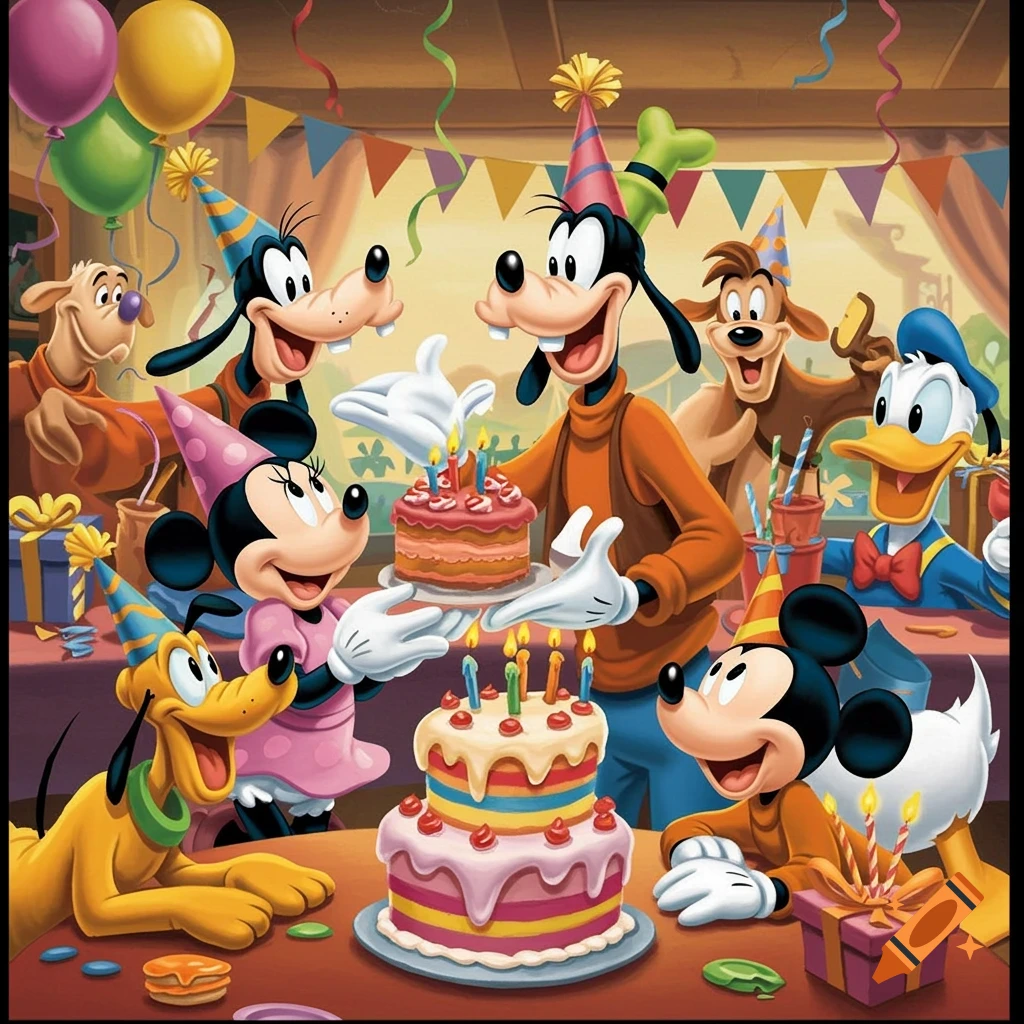 Disney characters including Mickey Mouse, Donald Duck, Goofy, Daisy ...