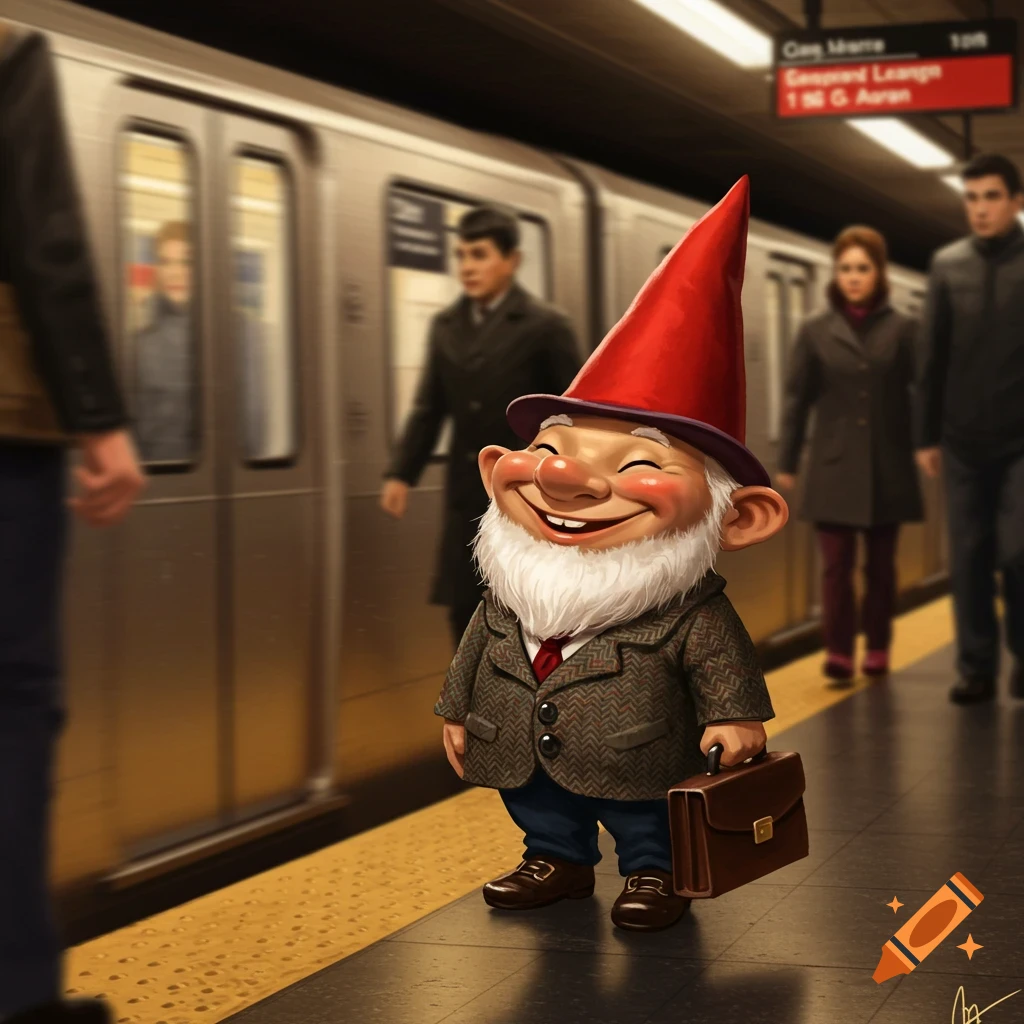 Several gnomes side by side, line drawing on Craiyon