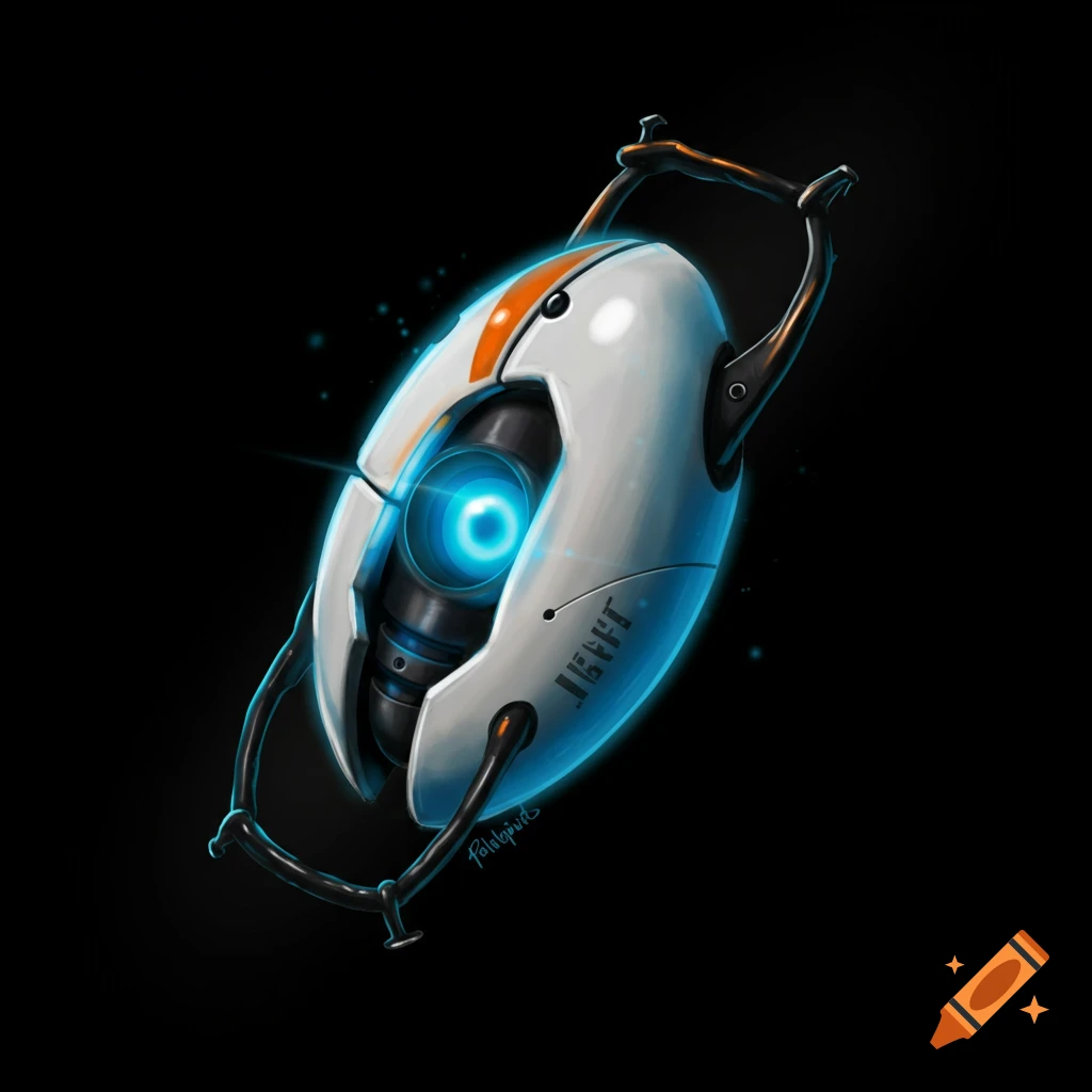 Aperture Science Handheld Portal Device with a blue glowing eye on a ...