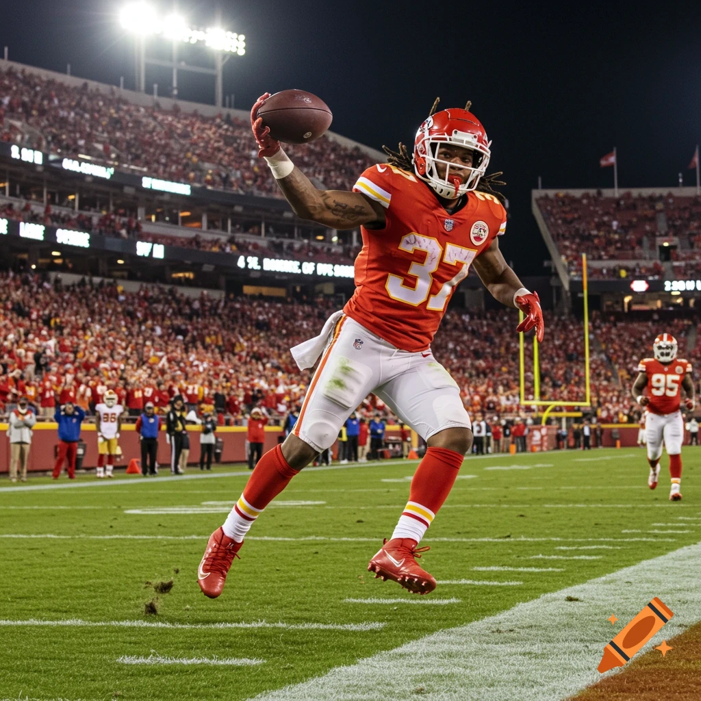 Kansas City Chiefs player jumps into endzone on Craiyon