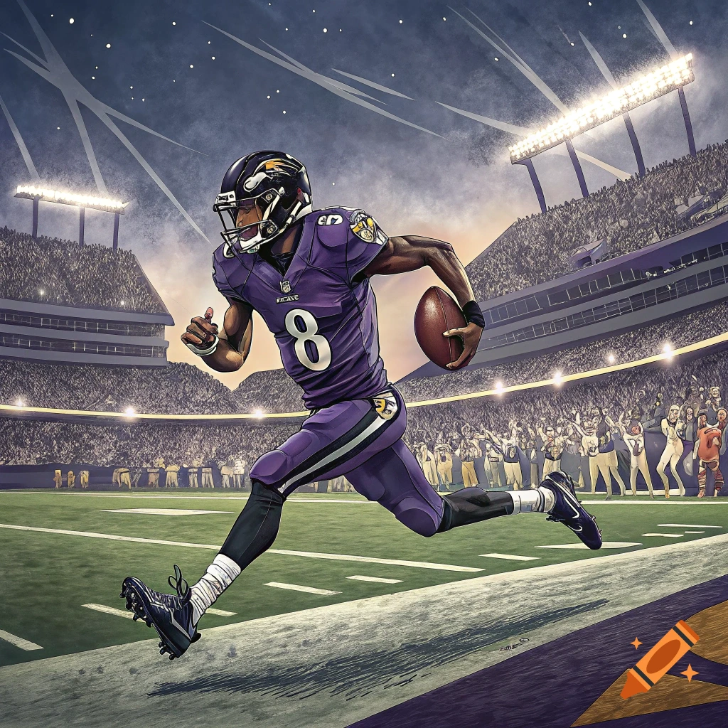 Illustration of a football player in a purple jersey with number 8 ...