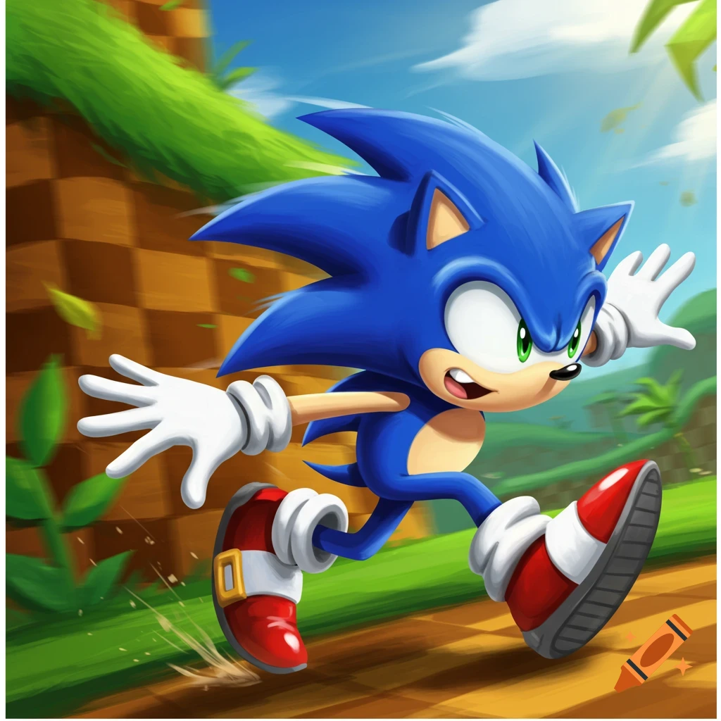 Sonic the Hedgehog running on Craiyon