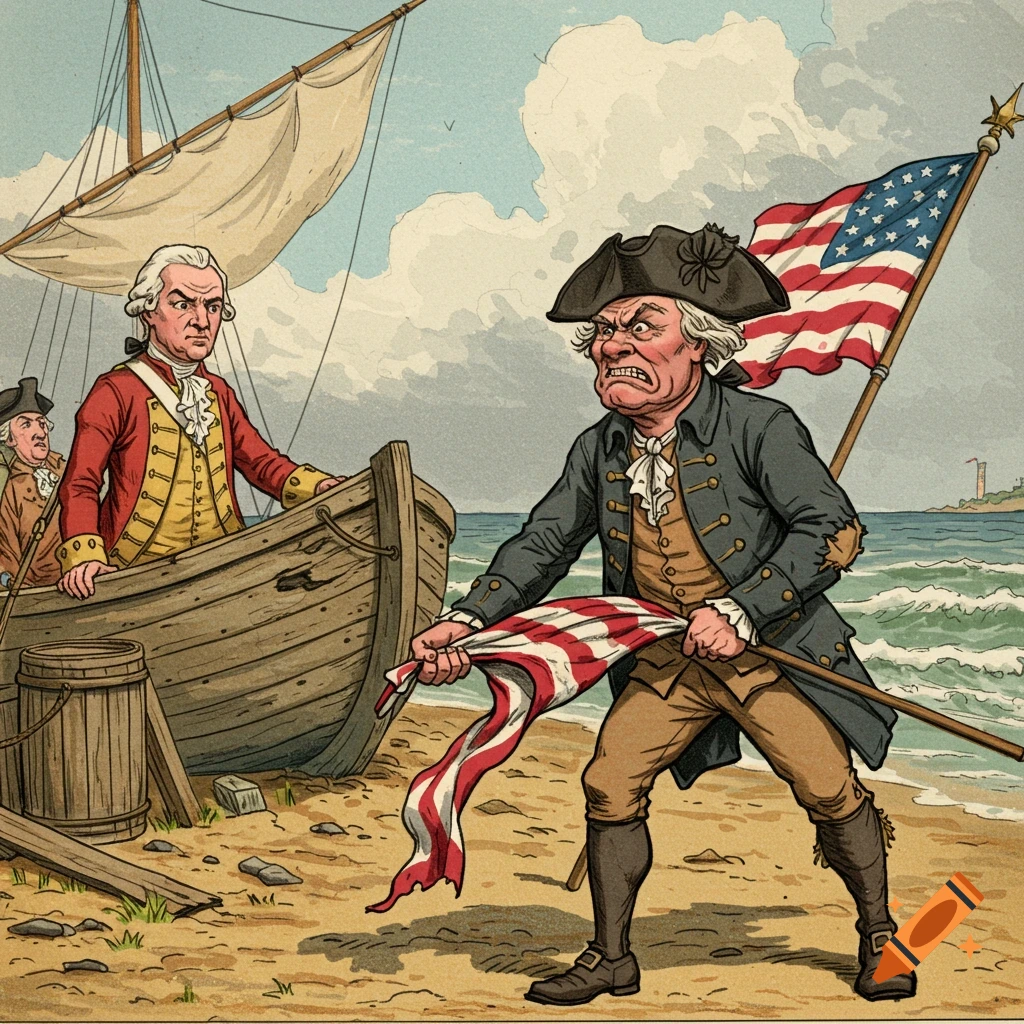 Caricature of a patriot and King George III in 1770 on Craiyon