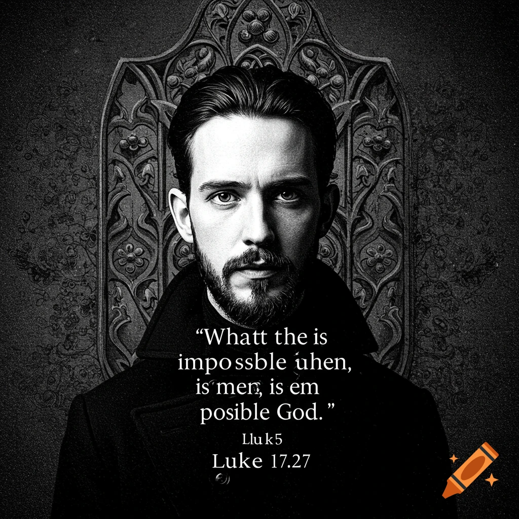 Black and white gothic iPhone wallpaper with Luke bible verse on Craiyon