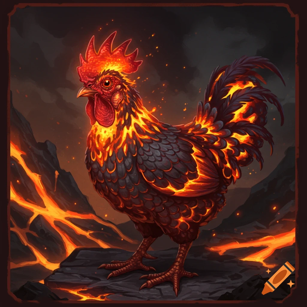 Lava chicken creation by Steve on Craiyon