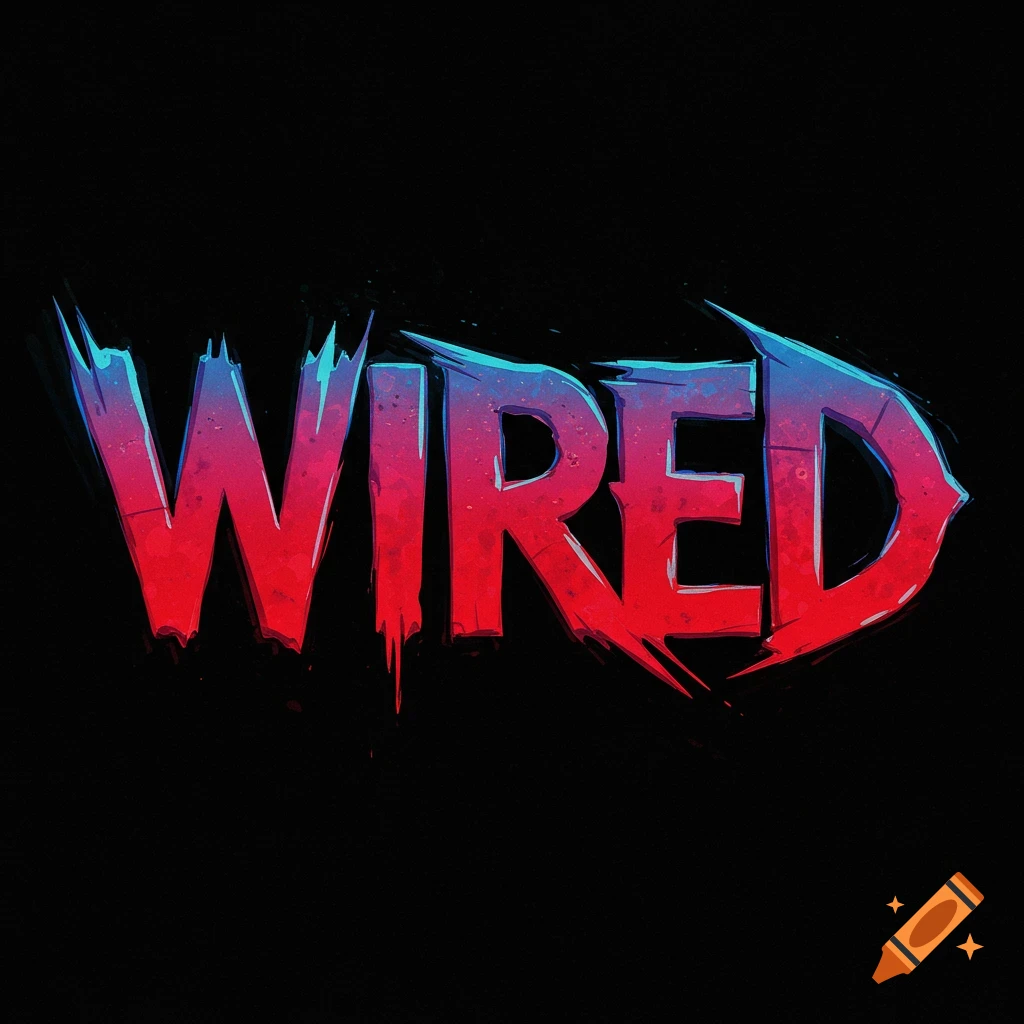 Stylized word "WIRED" in red and blue gradient colors on a black ...