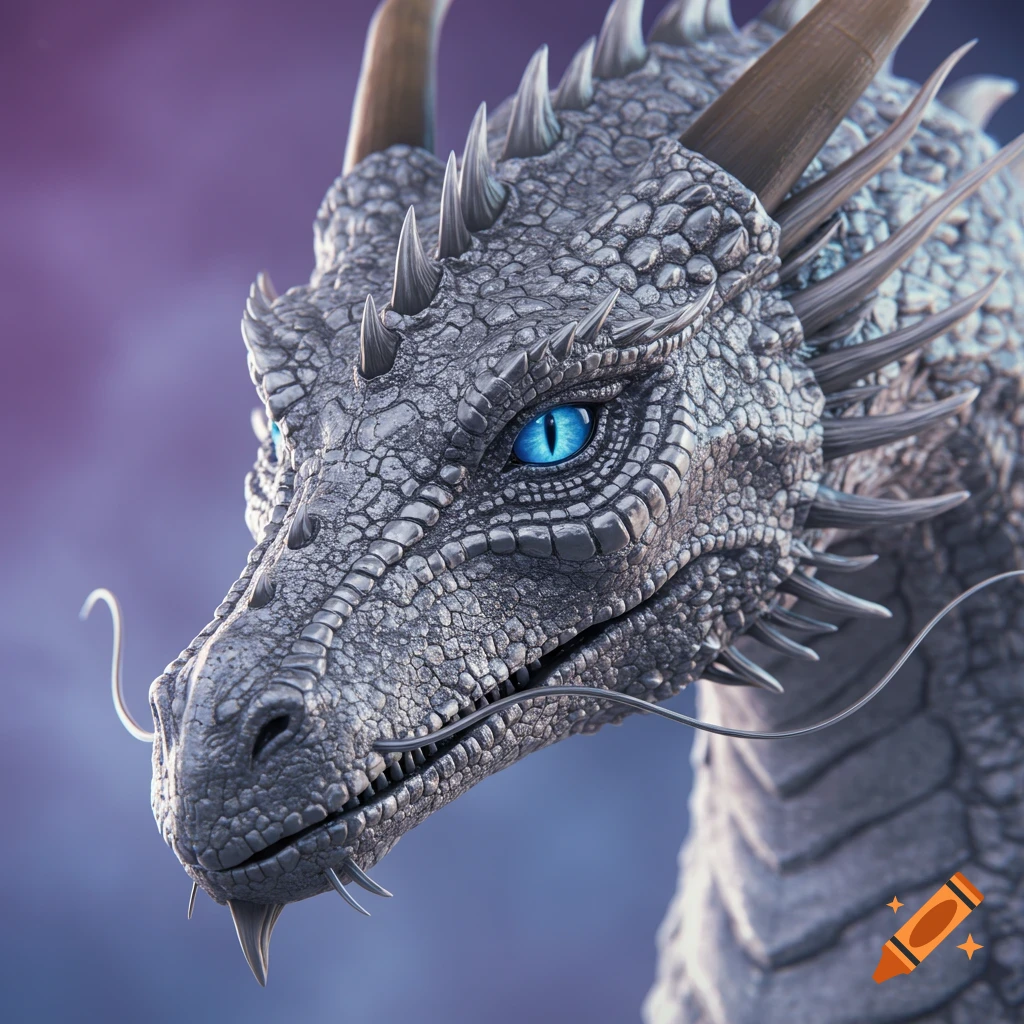 Silver dragon face on Craiyon