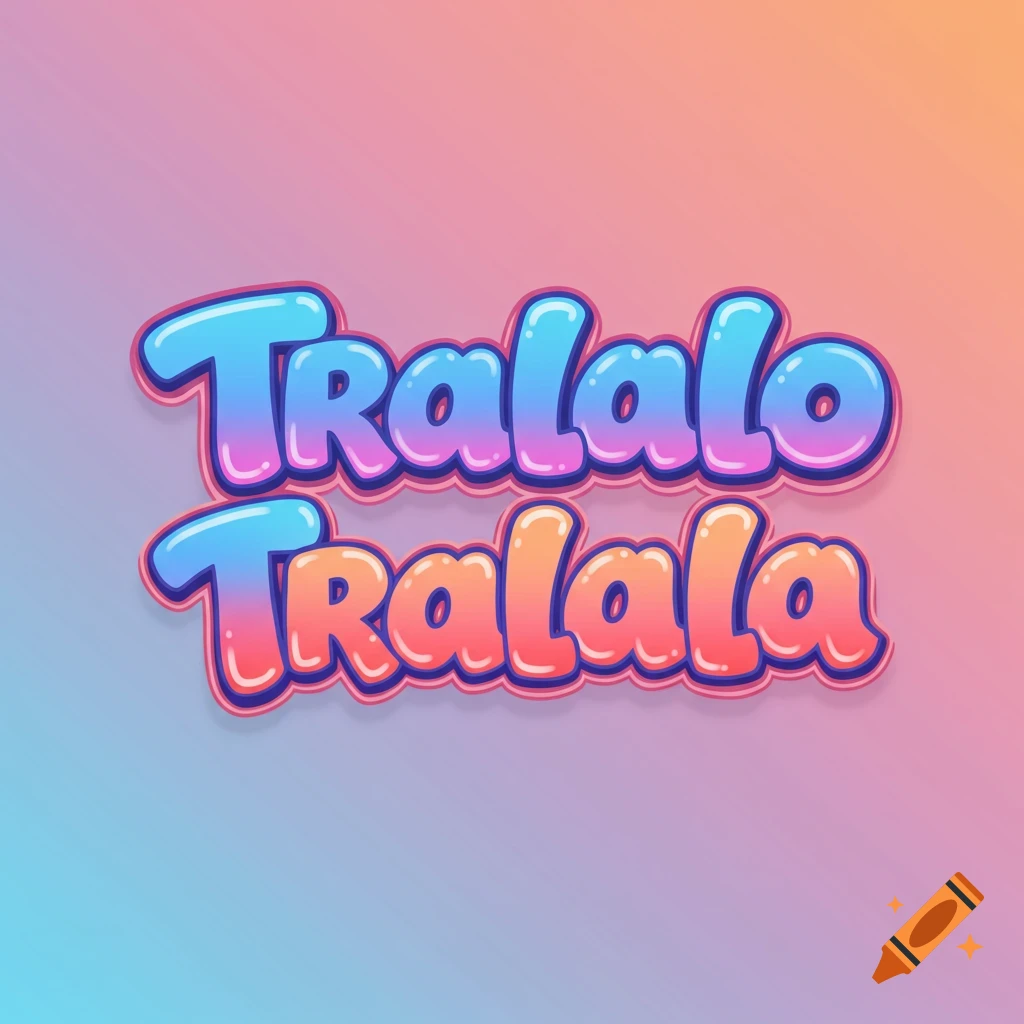 Bubbly text 'Tralalo Tralala' on a colorful gradient background on Craiyon