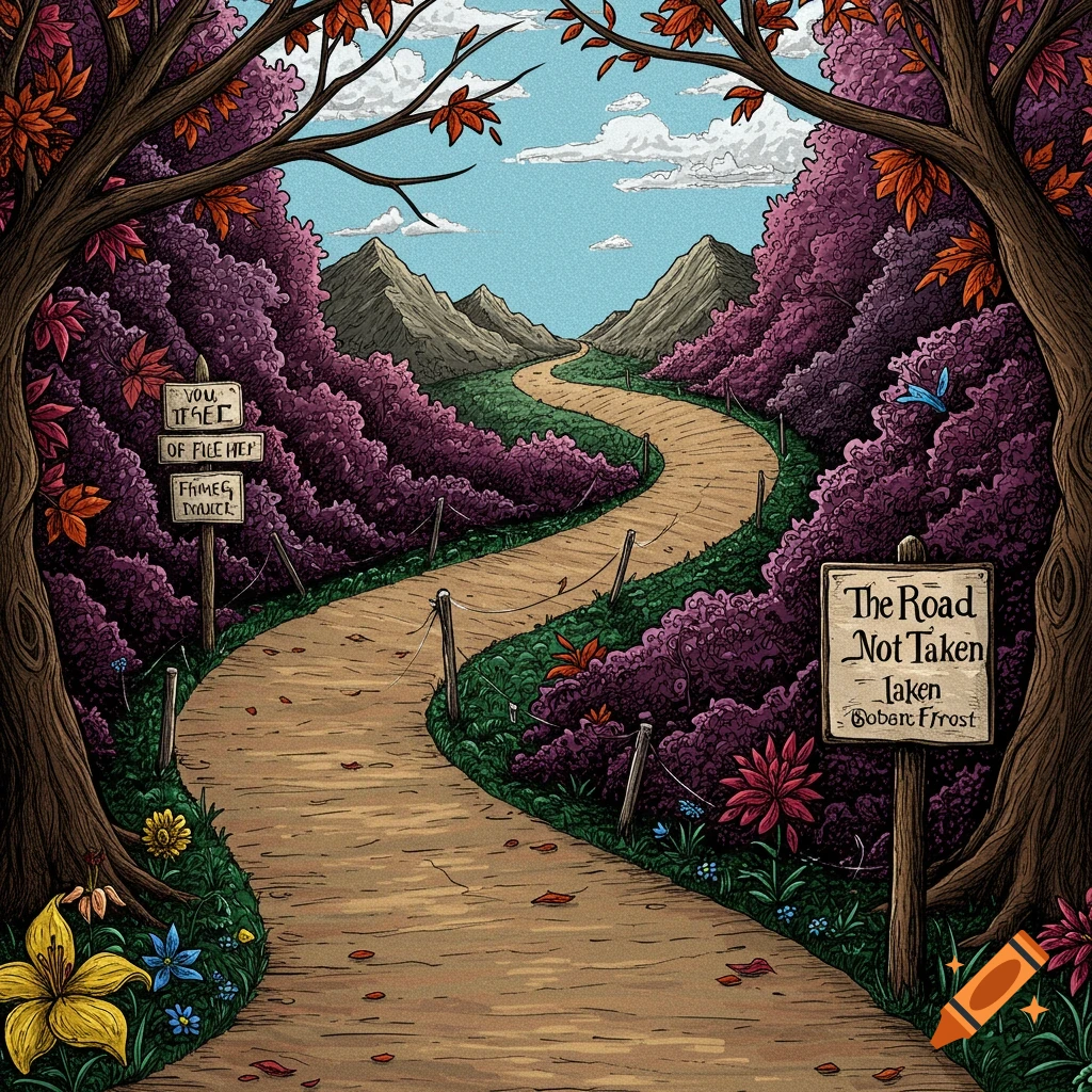 The Road Not Taken illustration on Craiyon