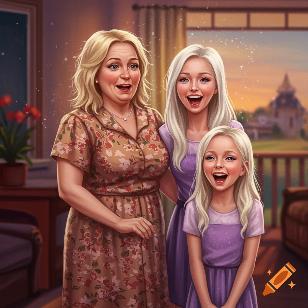 Frumpy housewife and daughter transforming into identical twin sisters ...