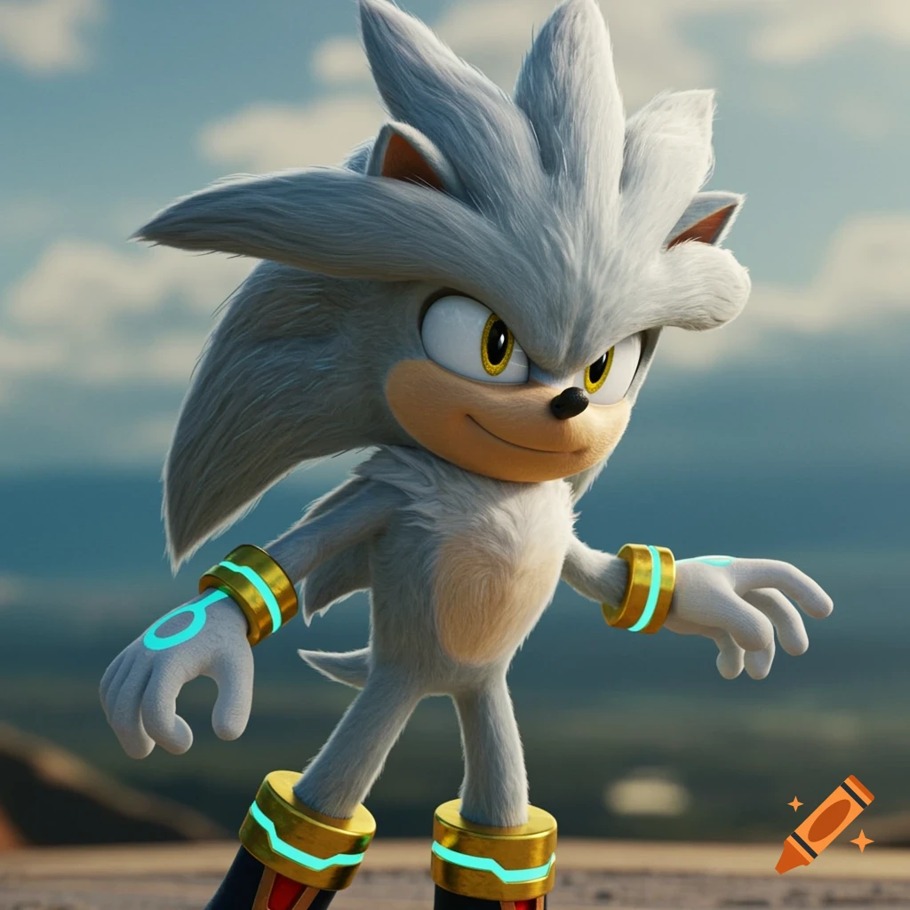 Silver the Hedgehog in live-action Sonic movie style on Craiyon