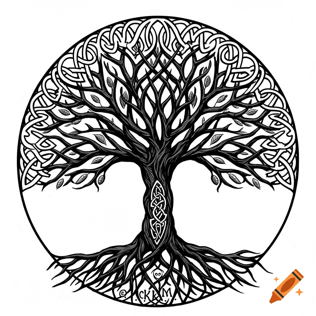 Tree of life symbol made from Celtic knots with C.K.M in the roots ...