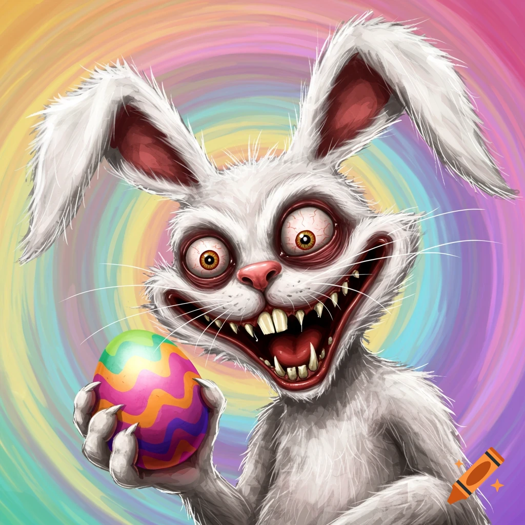 Mad Easter Bunny with Easter Egg on Craiyon