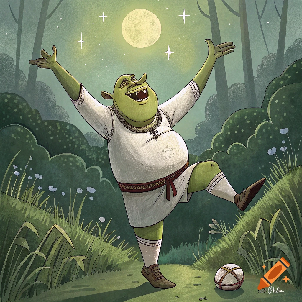 Shrek Character in a Worshiping Pose created on Craiyon
