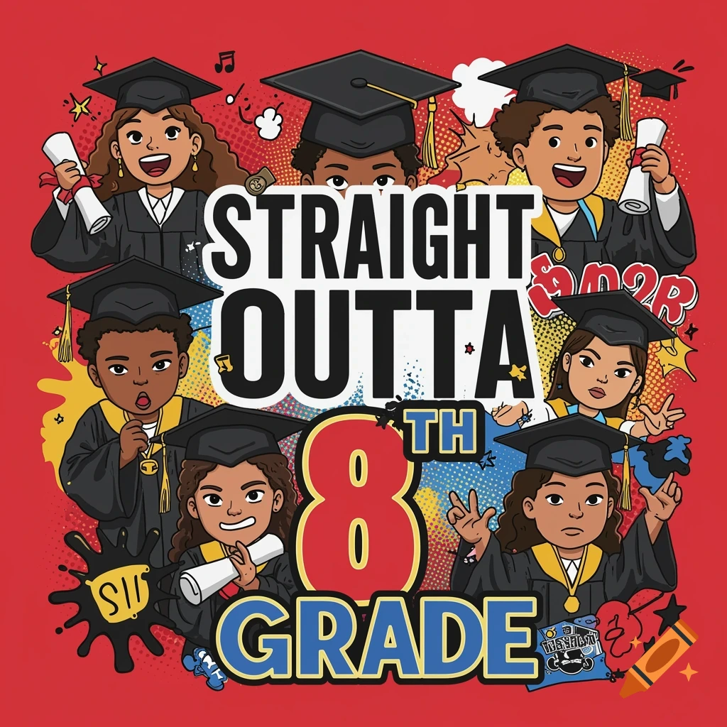 Straight Outta Eighth Grade Class of 2025 graduation shirt in hip-hop ...