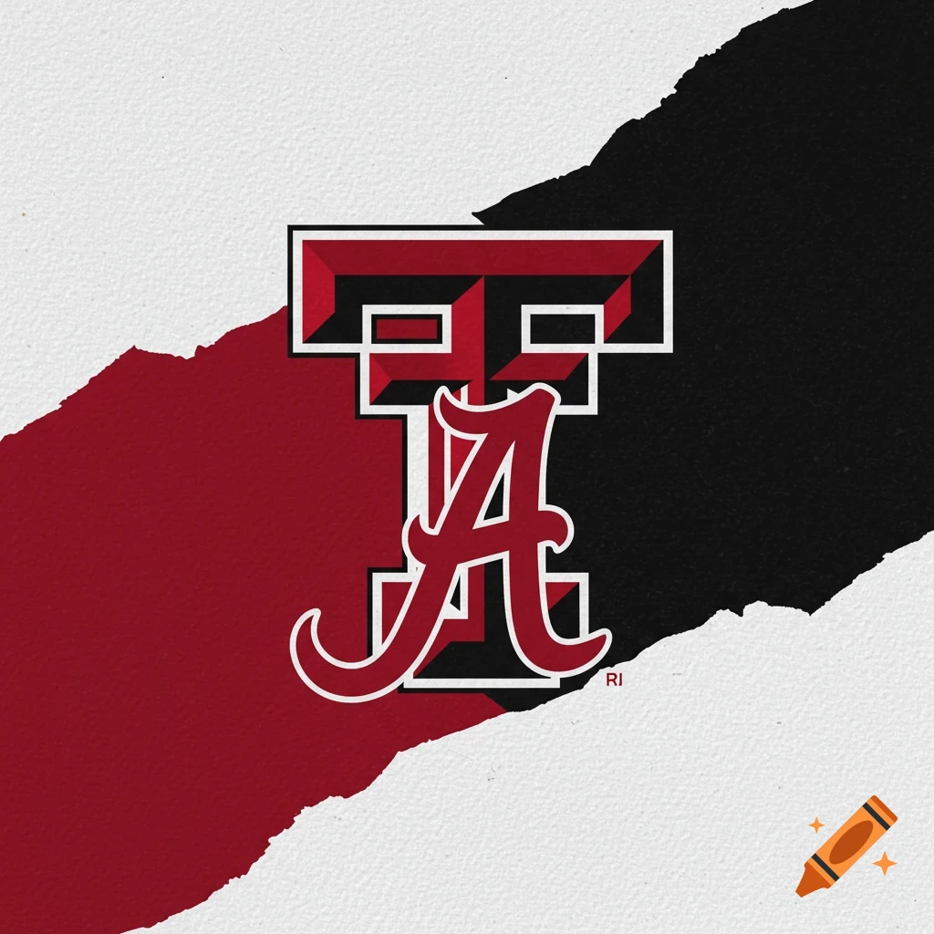 Hybrid Texas Tech and Alabama Crimson Tide logo on Craiyon