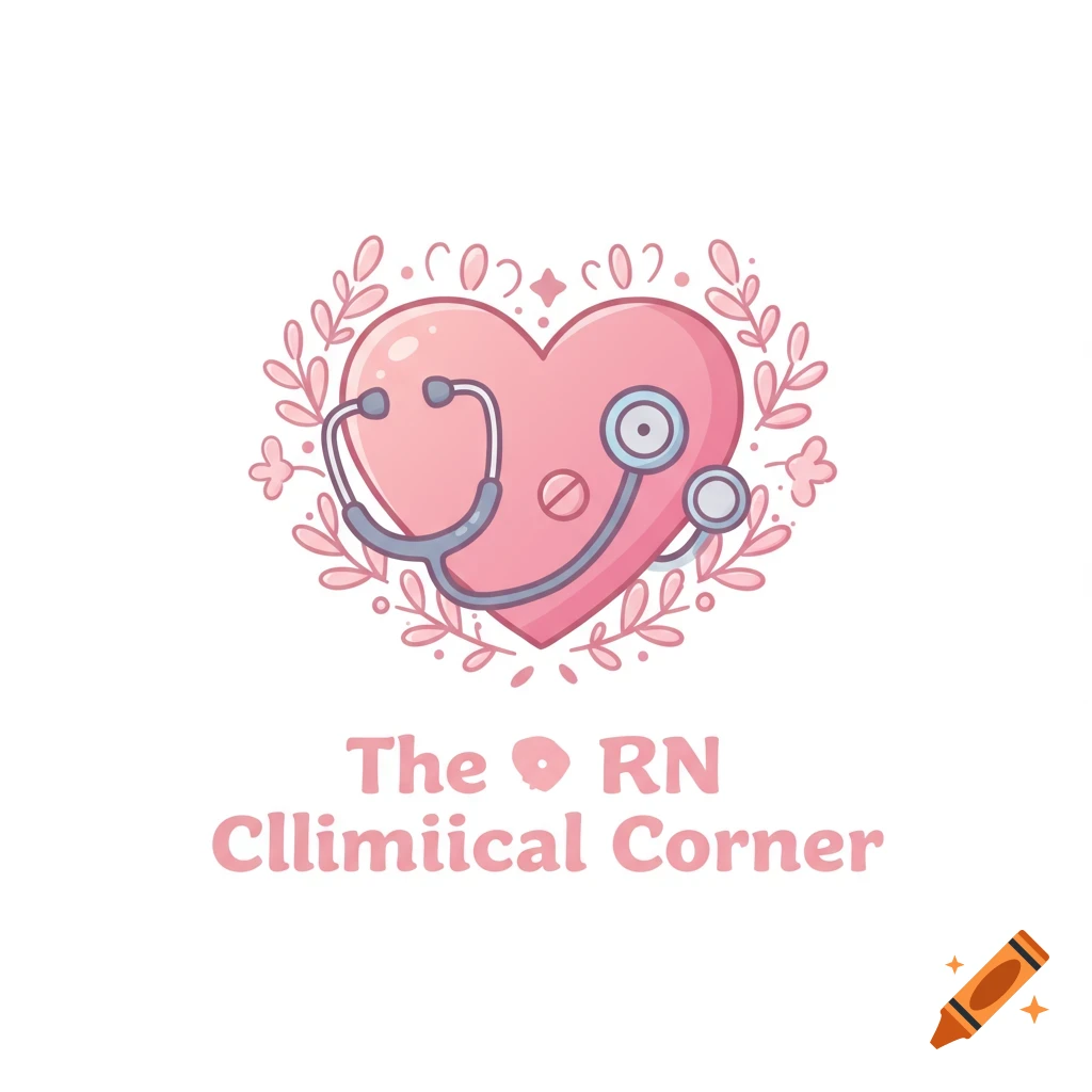 The RN Clinical Corner logo with stethoscope and pill on Craiyon