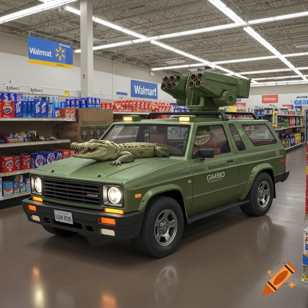 GMT 800 driving through Walmart with an alligator and missile launchers ...