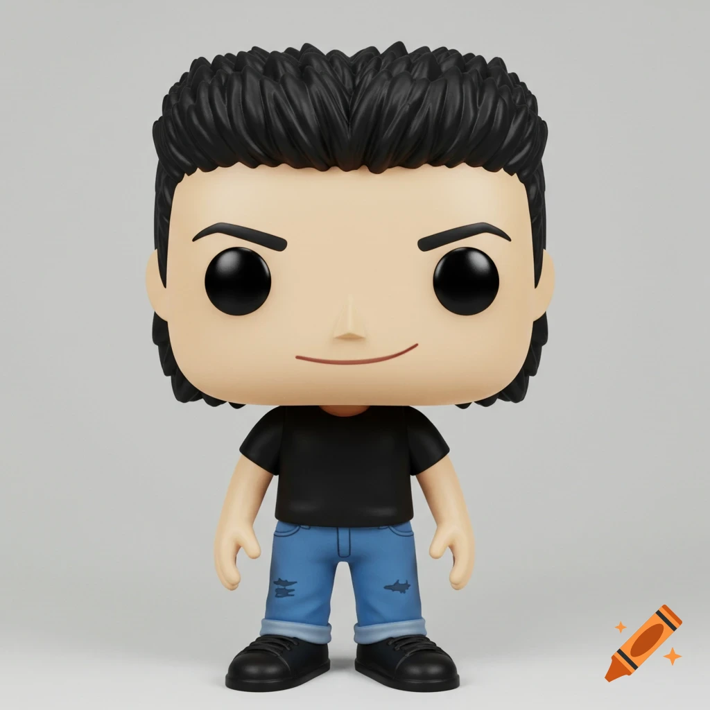 A Funko Pop style figure with black hair, black shirt, and jeans. on ...