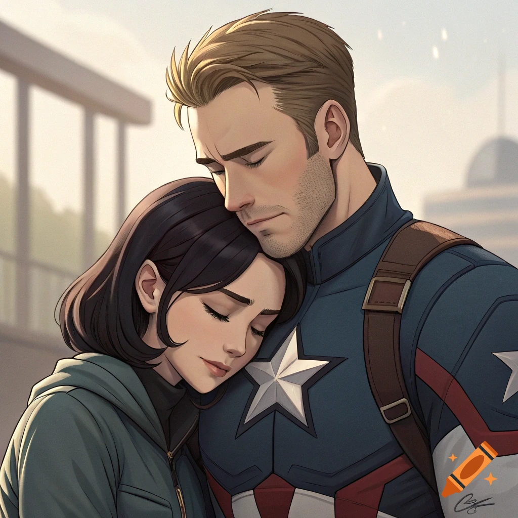 Steve Rogers (Captain America) with his girlfriend, who has black hair ...