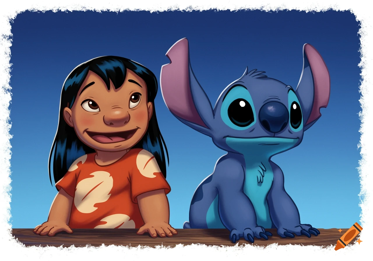 Stained glass portrait of Lilo from Disney's Lilo and Stitch on Craiyon