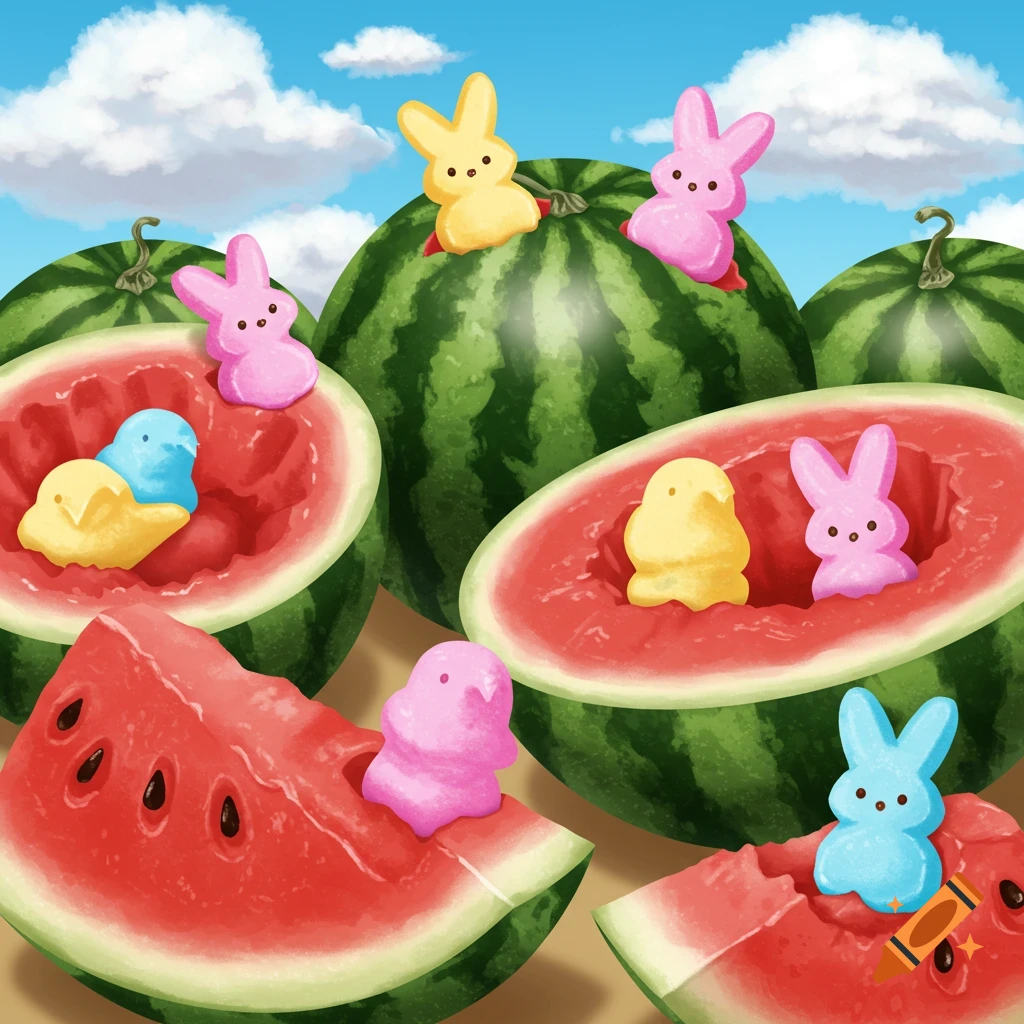 Watermelons and Peeps on Craiyon