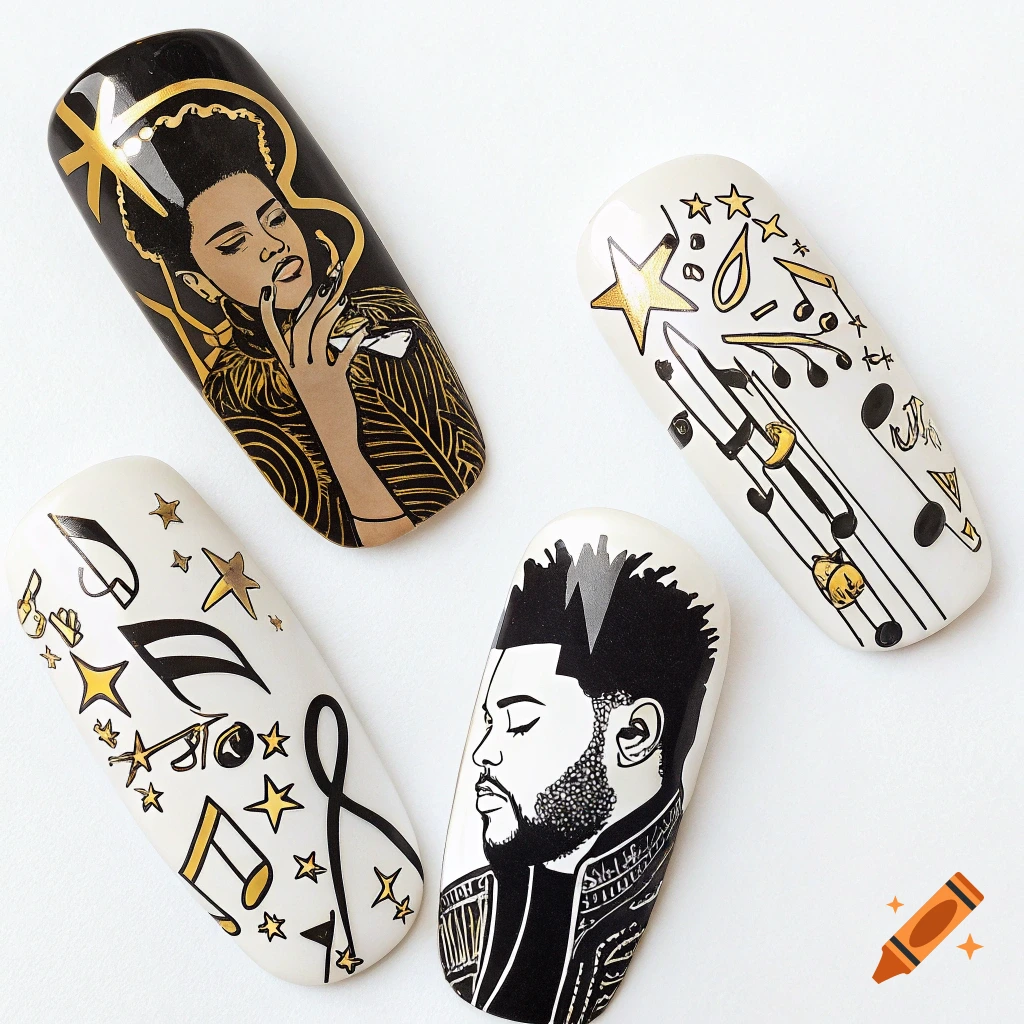 Nail set inspired by The Weeknd on Craiyon