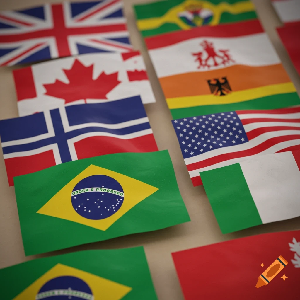 Flags of the United Kingdom, Canada, United States, Brazil, Norway ...
