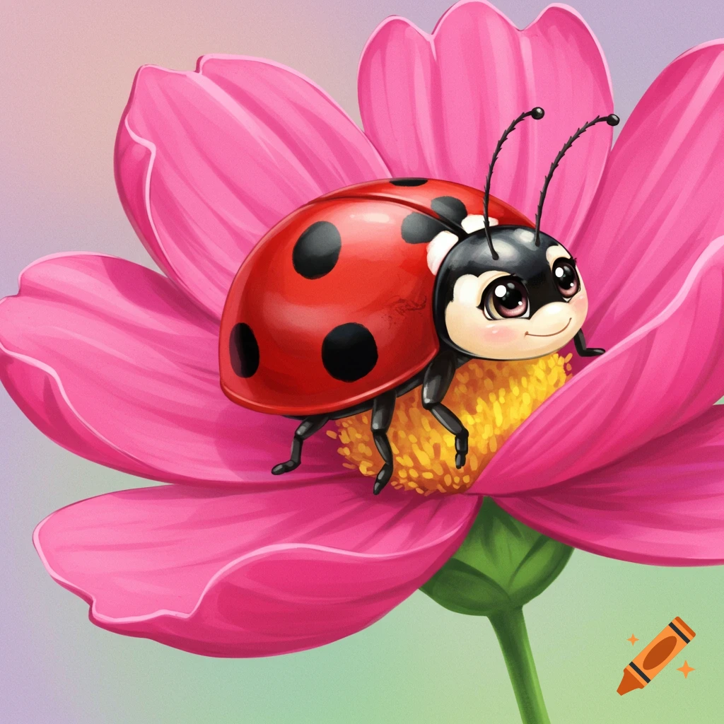 Cartoon Pink Ladybug