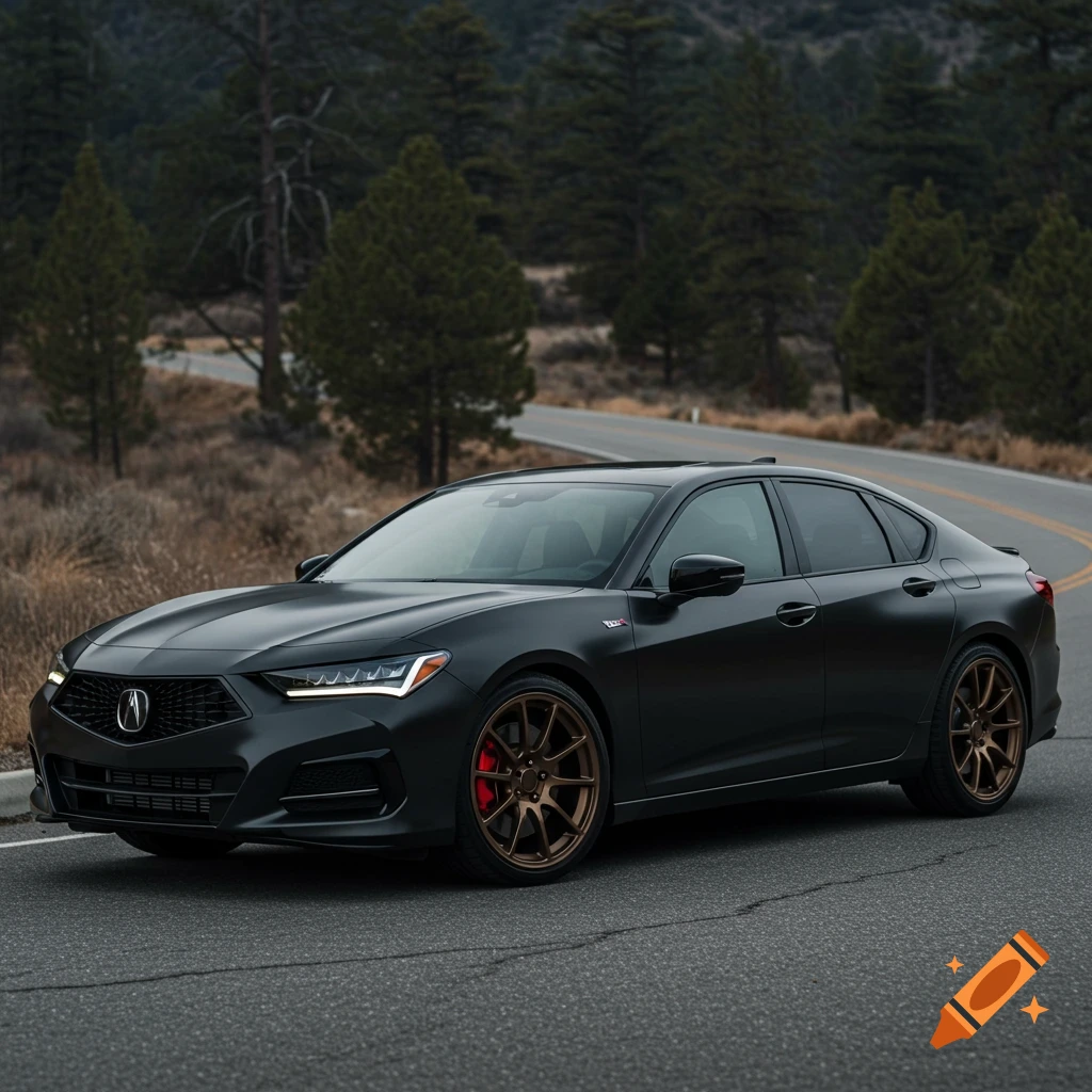 Matte black 2022 Acura TLX Type S with TE37 rims on Craiyon