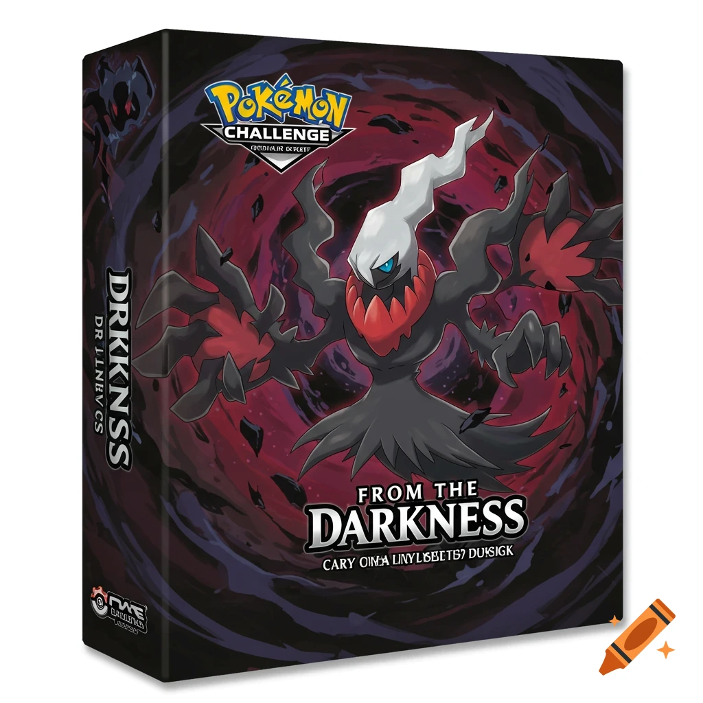 Binder cover with a Pokemon-like creature, logo, and 'From the Darkness ...